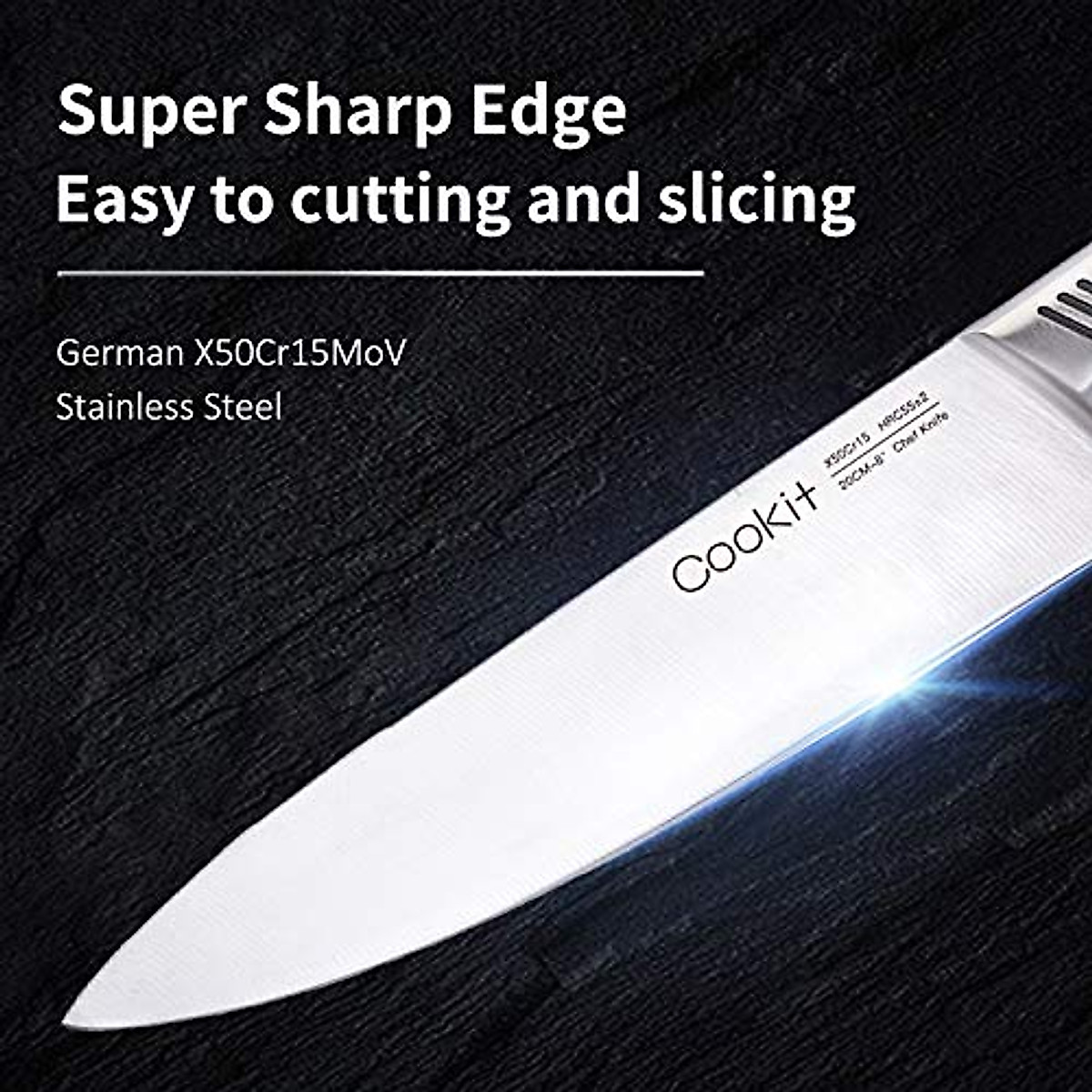 Kitchen Knife Set, Cookit 15 Piece Knife Sets with Block Chef Knife Stainless Steel Hollow Handle Cutlery with Manual Sharpener