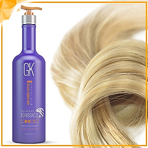 GK HAIR Global Keratin Miami Bombshell 24 Fl Oz Taming Blonde Purple Treatment - Hair Smoothing Toning Blowout Treatment Series Straightening Professional Results Removes Yellow Orange Brassy Tones