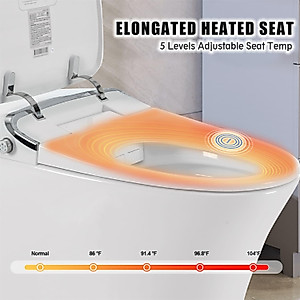 Elongated Bidet Toilet With Heated Seat Dryer And Warm Water Remote Control White Ceramic Included