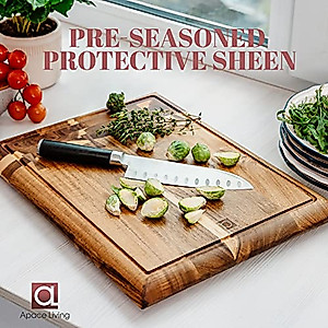 Collage Acacia Wood Cutting Board for Kitchen and Home - Large Butcher Block Chopping Board, Sustainable Wood, Juice Groove - Doubles as 3 Compartment Serving Board - 17 x 13 x 1.5"