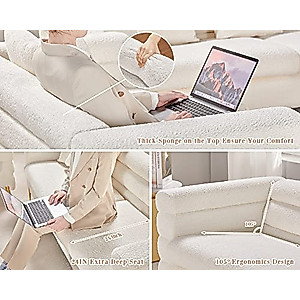 AMERLIFE Sofa, Oversized Sofa- 85 inch Sofa Couch, 3 Seater Sofa Comfy Sofa for Living Room- Beige Deep Seat Sofa, Bouclé Couch