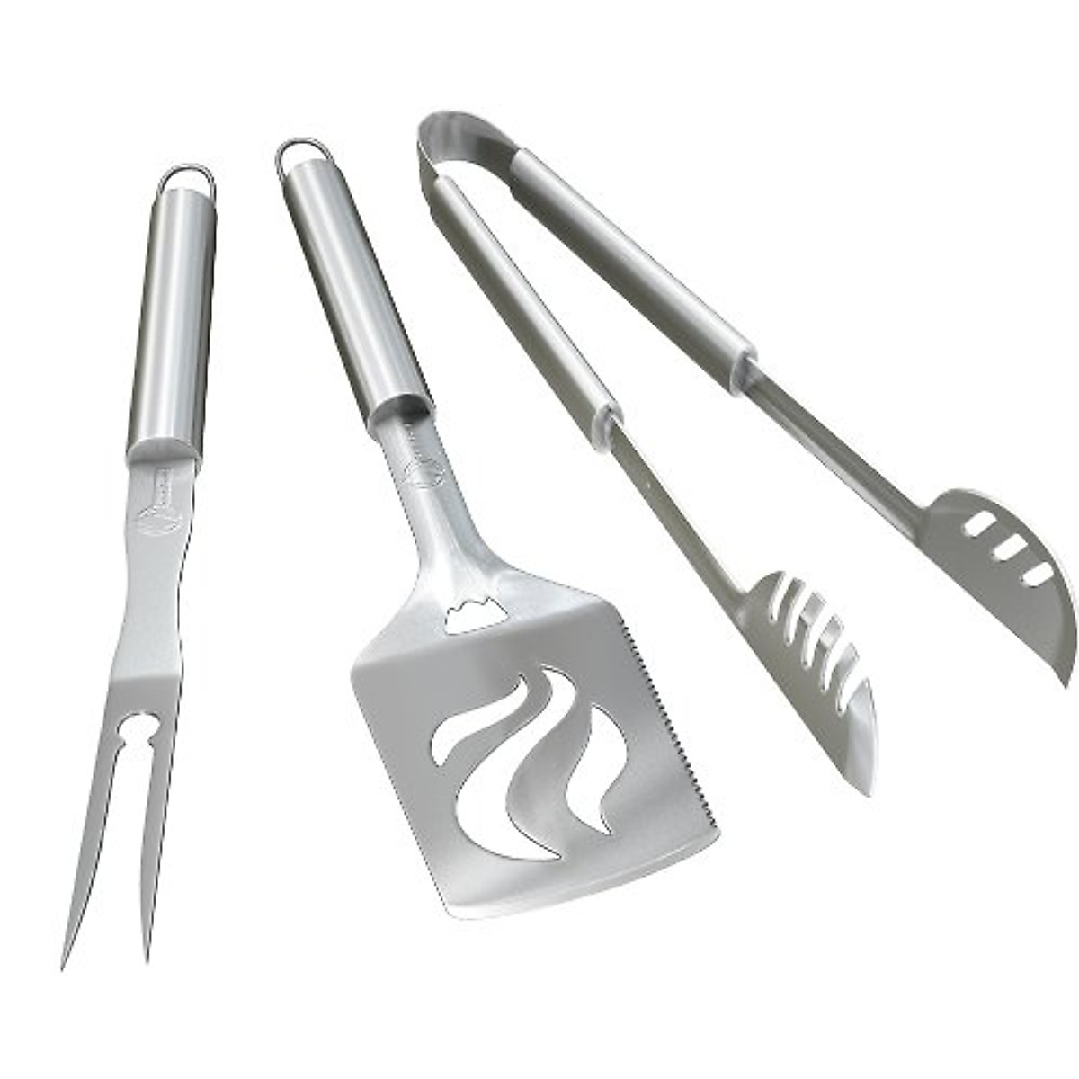 Cave Tools 3-Piece BBQ Tools Set - Includes Spatula, Tongs, & Fork - Heavy Duty Stainless Steel, Dishwasher Safe - BBQ Grill Accessories