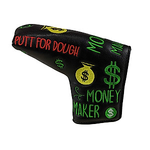 Foretra Putt for Dough - Money Maker Black Golf Putter Headcover Quality PU Leather Magnetic Closure for Blade Style Putters