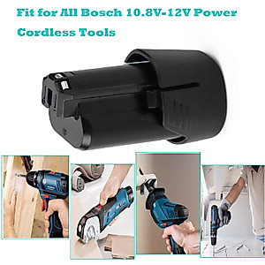 Creabest New 2Packs 3.0Ah Replacement for Bosch 10.8V Batttery BAT411 BAT411A BAT412 BAT412A BAT413 BAT413A BAT414 D-70745 2607336013 26073360 Incolde One 10.8V-12V Charger Li-ion Battery