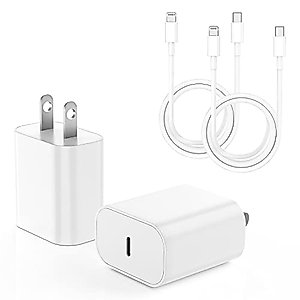 [Apple MFi Certified] Wall Charger for iPhone 14 13 12 11 (X XS XR Plus Pro Max) iPad, 6ft Type C to Lightning Cable Cord & USBC Super Fast Charging Rapid Block, 2 Pack, Quick USB Box Plug Cube Brick