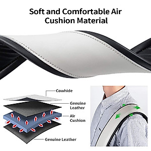 BestSounds Genuine Leather Guitar Strap for Electric & Acoustic Bass Guitar, White Padded Guitar Strap