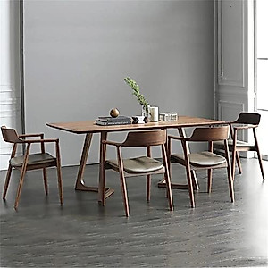 NIUYAO Rectangle Solid Wood Dining Table, Classic Pine Tabletop with Double Pedestal Base Simple Modern Long Meeting Table -Brown 55" L x 27.5" W x 29.5" H