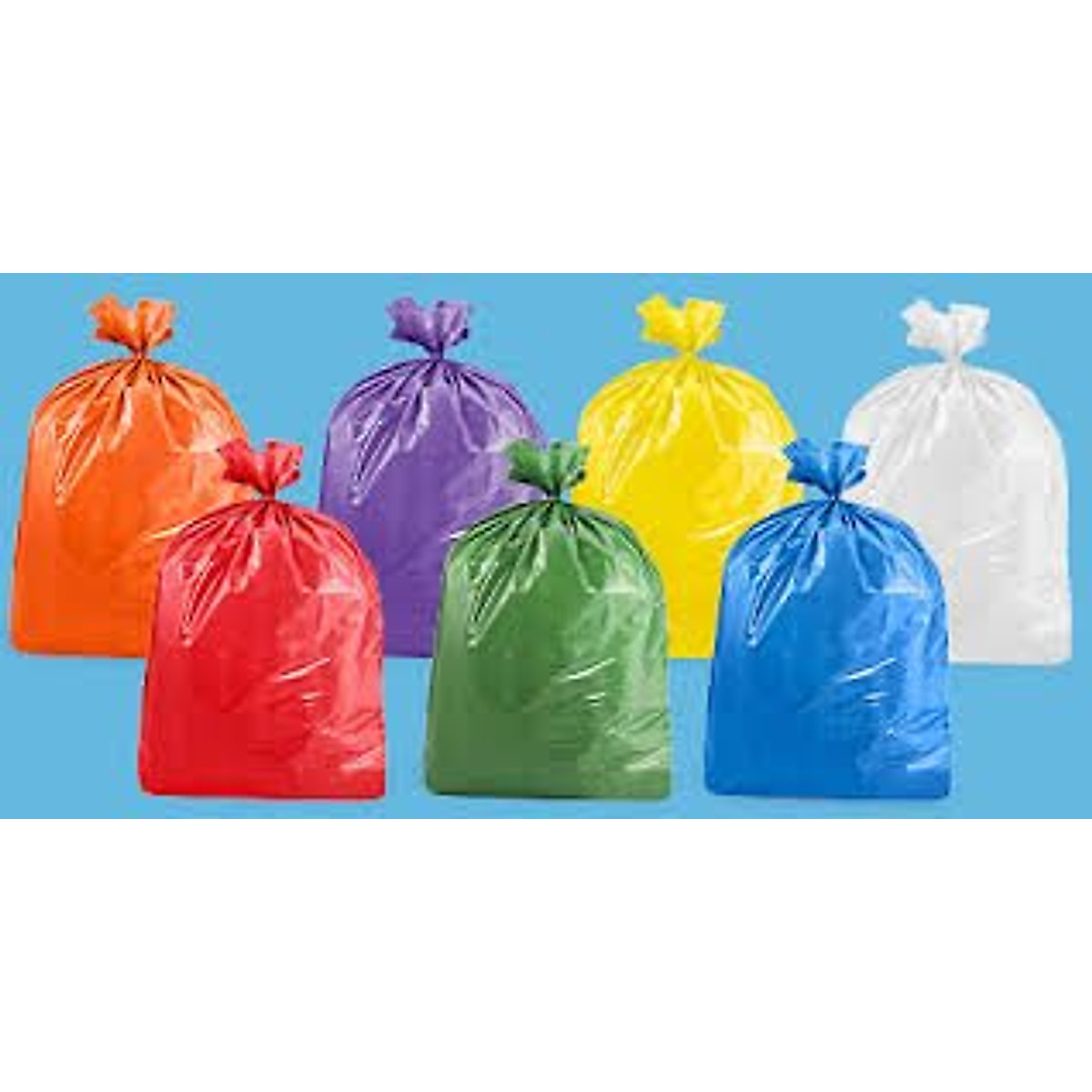 USA-Made Colorful Trash Bags in Variety of Sizes and Colors (10, BLUE 33 GALLONS)