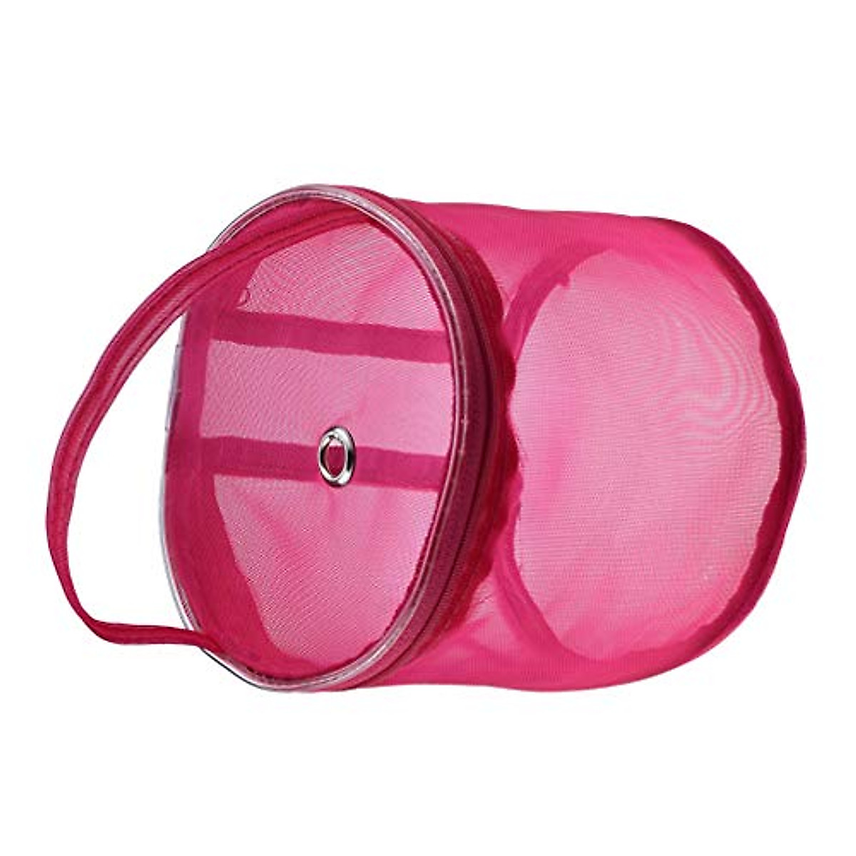 TOPBATHY Crochet Tote Bag Yarn Storage Bag Nylon Mesh Tote Bag with Handle Rosy