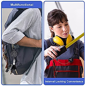 3-Pack Heavy Duty Retractable Keychain with 32” Steel Extender Cord - ID Badge Holder Reels, Badges Holders , Carabiner Keychains, Tactical Key Rings, Reel Clip for Card, 8.6Oz (Black)