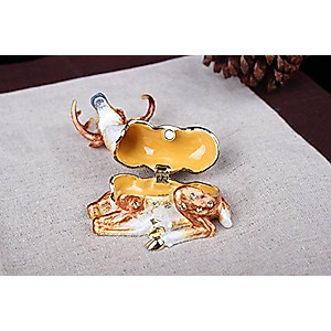 Deer Trinket Box Metal Deer Fawn Jeweled Enamel Trinket Box Christmas Decor Deer Gift (Crystals)