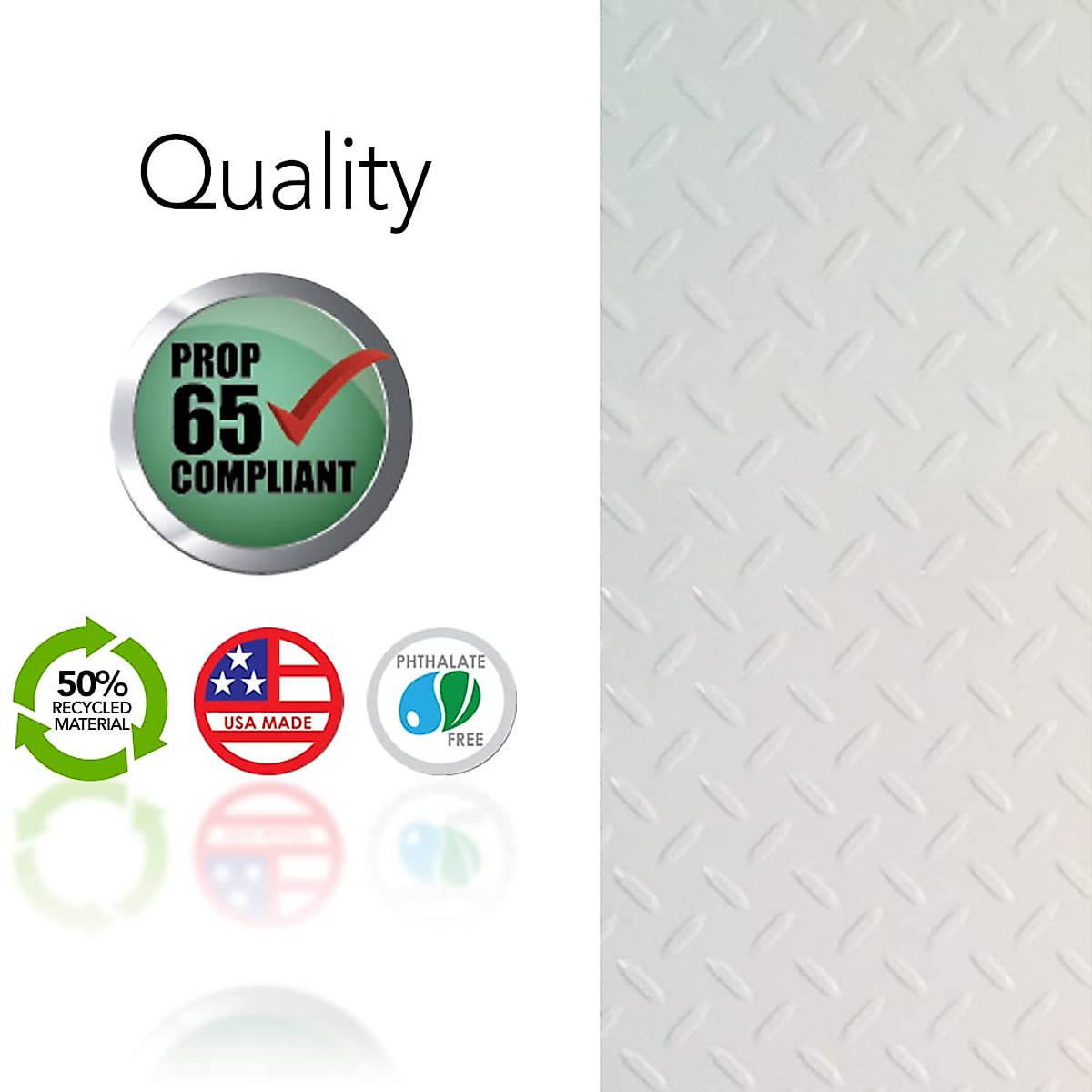 Resilia Premium Under The Sink Mat- Large Universal Size, Cut to Fit Cabinets, Shelf & Drawer Liners, Thick Plastic Diamond Plate Surface, 24 x 48 inches, Pure White