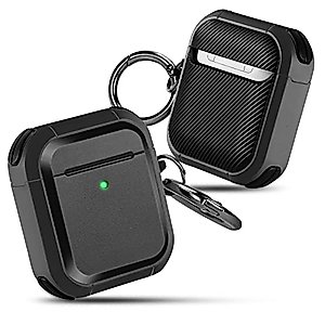 ORIbox Shock-Absorbing Protective Case Compatibel with AirPods 1 and AirPods 2 Case, Full-Body Rugged with Keychain for AirPods ER200001 Battlegear Black
