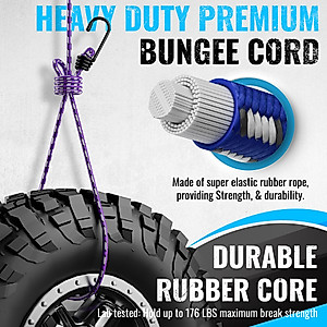 GOEASY0312 Premium Bungee Cords Heavy Duty - 20 pcs Bungee Cords with Hooks in A Storage Jar Includes 10", 18", 24", 30", 36", 48" Bungie Cord Bundle