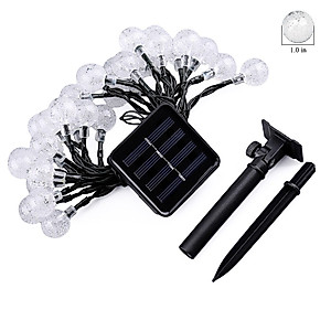 Icicle Halloween Solar String Lights, 20ft 30 LED Outdoor Globe Crystal Ball Lights DIY Lighting for Home, Patio, Lawn, Garden,Christmas Halloween Decorations (Purple)