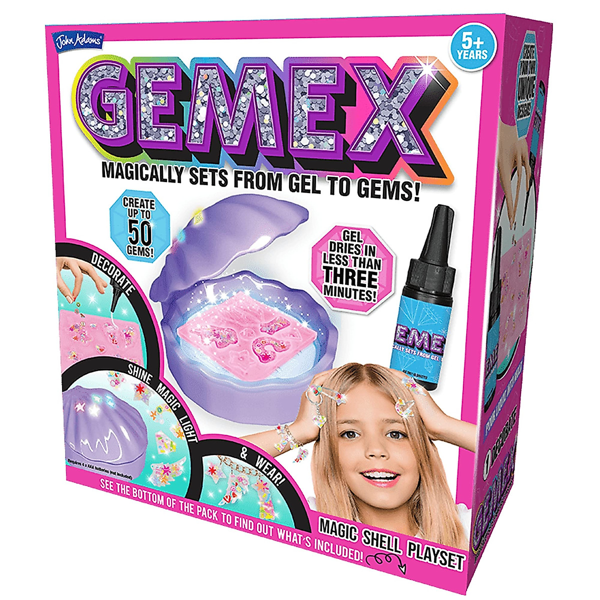 John Adams | GEMEX Magic Shell Playset: Magically Sets from Gel to gems! | Arts & Crafts | Ages 5+