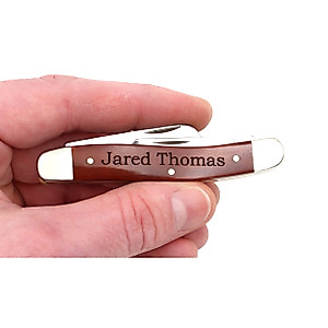 Case Pocket Knife, Smooth Chestnut Bone Medium Stockman #28701 with Personalized Laser Engraved Handle, Three Blades, Valentines Day Gifts, Father's Day Gifts…