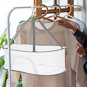 PATIKIL Folded Mesh Clothes Hanging Dryer, Double Layer Sweater Drying Rack, 70cmx50cm, Green