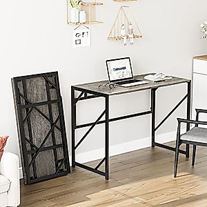 Elephance Folding Desk Writing Computer Desk for Home Office, No-Assembly Study Office Desk Foldable Table for Small Spaces