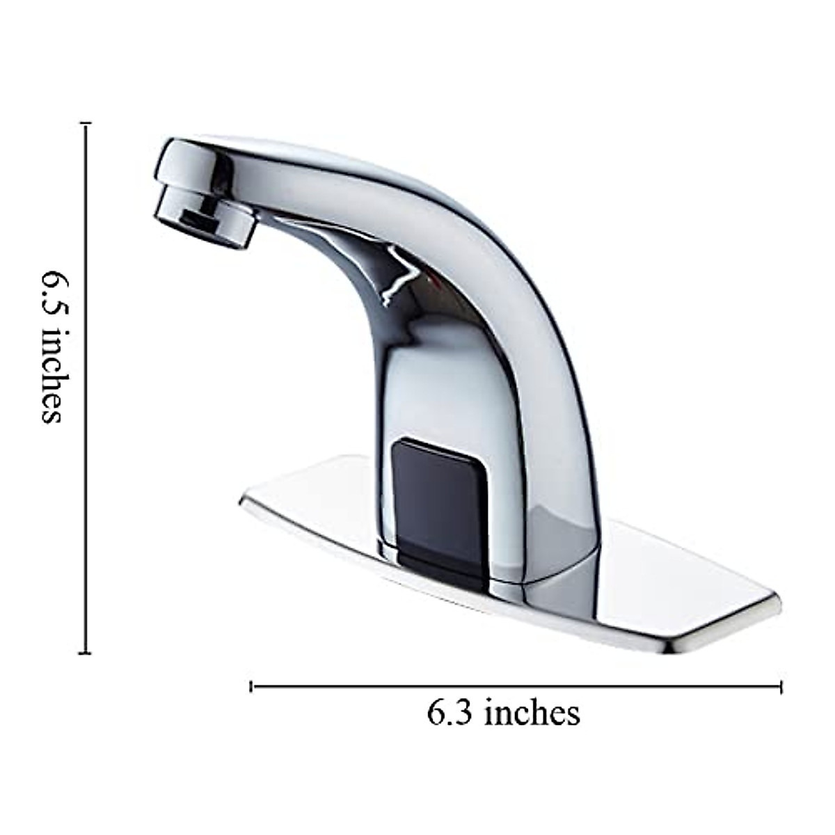 Awlstar Single Hole Touchless Bathroom Sink Faucet Hands Free Kitchen Faucet Polished Chrome DC-Powered, 6*6 inches, Silver
