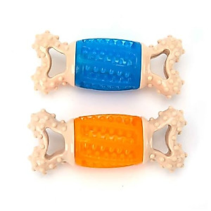 MPP 6" Giggle Bones Tough Dental Dog Toy Durable Unique Shape Texture Massages Gums (Blue)