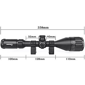 AOL Hunting Rifle Scope/Red, Green Illuminated Mil Dot Reticle/Fully Multi-Coated Lens/Wind and Elevation Adjust/Front AO Adjust for fine Tuning/3" Sunshade (MT4-12x50)