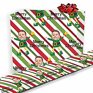 Artsadd Custom Photo Face Wrapping Paper Roll For Christmas, Birthday, Holiday, Wedding, Dad Father's Day Gifts Packing (1 Roll, Christmas 06)