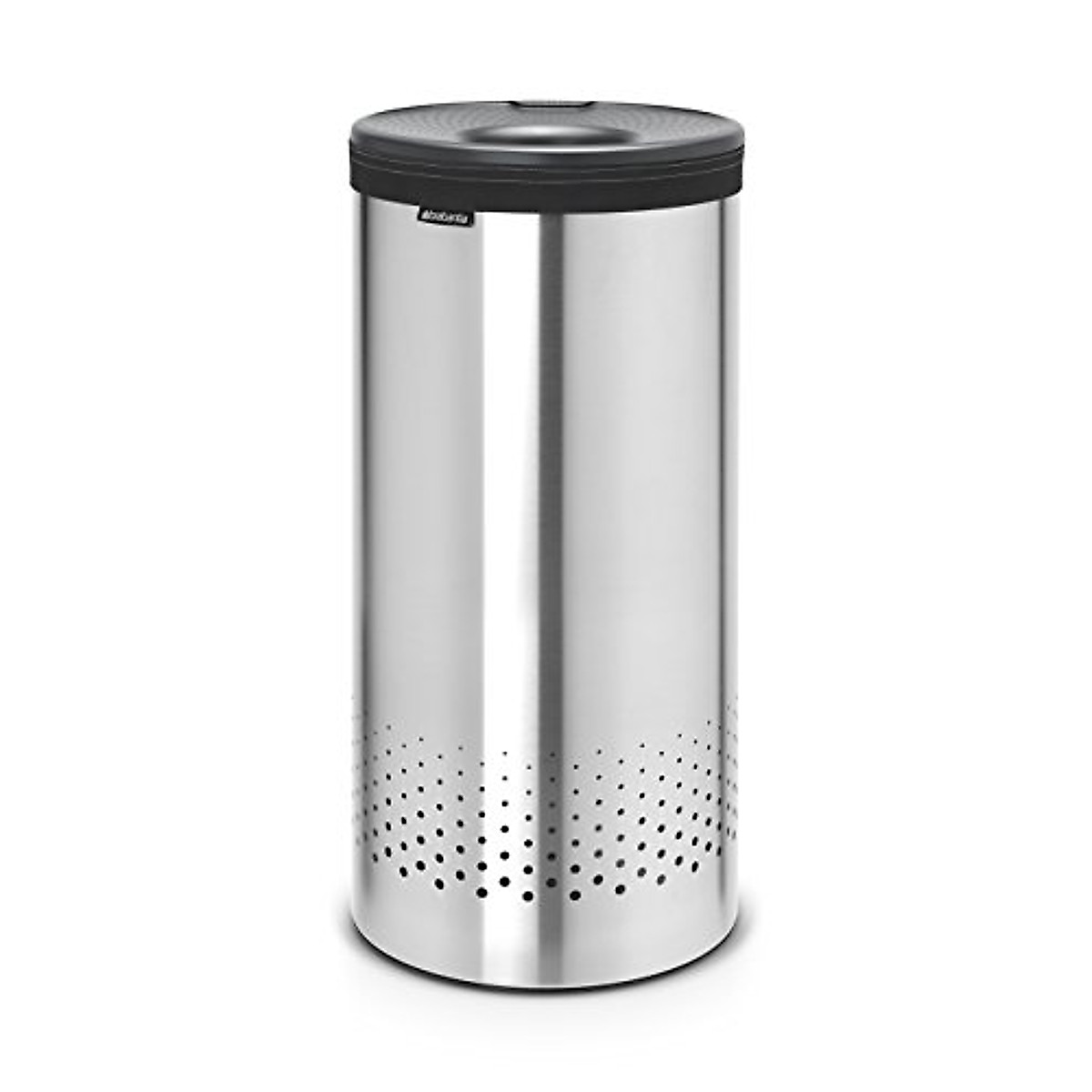 Brabantia Laundry Bin with Black Plastic Lid, 35 L - Matt Steel