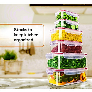 Utopia Kitchen Plastic Food Containers Set - Pack of 24 (12 Containers & 12 Snap Lids) Food Storage Containers with Airtight Lids - Reusable & Leftover Lunch Boxes - Leak Proof & Microwave Safe