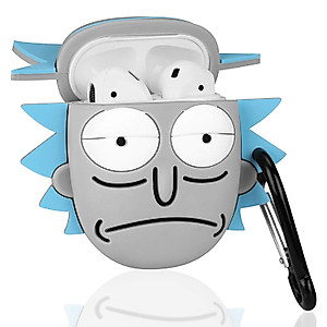 Hairland for Airpod 2/1 Silicone Case, Soft Protective Cartoon Fashion Cute Design Air Pods Cover Skin Kids Girls Cool Fun Funny Headphone Accessories Keychain Charging Cases for AirPods (Ruik+Moti)