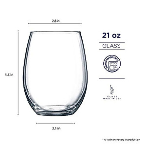 ARC International Cachet 21 Ounce Stemless Wine Glass, Set of 4, 4 Count (Pack of 1), Clear