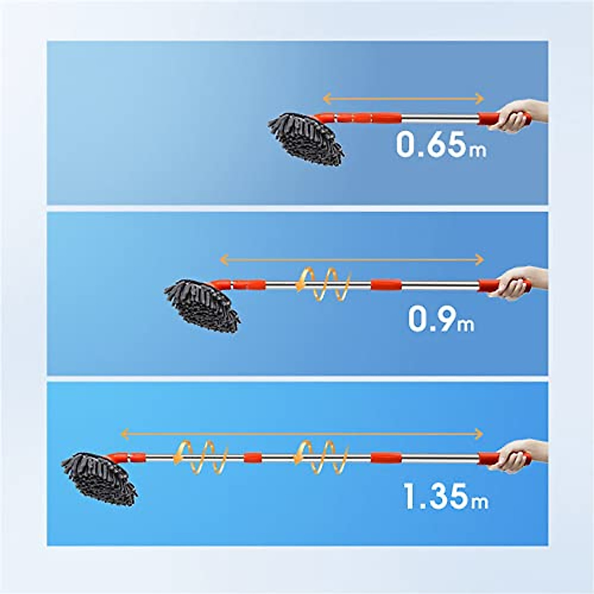 Retractable Double Layer Car Wash Brush, 2022 New Car Wash Brush with Long Handle, Premium Soft Car Wash Mop Scratch-Free Car Wash with 360°Flexible Rotation Microfiber Replacement Head (1 Pcs)