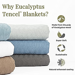 Aston & Arden Tencel Throw Blanket - Premium Eucalyptus and Cotton All Season Heavy Weight Soft and Cool Hotel Quality, 400 GSM Breathable for Couch, Bed, Sofa Chair, Throw, Blue