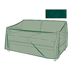Plow & Hearth Loveseat Outdoor Furniture Cover | All-Weather | Water-Repellent | Cloth-Like Polyester | Resists Fading | Toggle Closure | Reinforced Seams | 64" L x 34" W x 34" H | Green