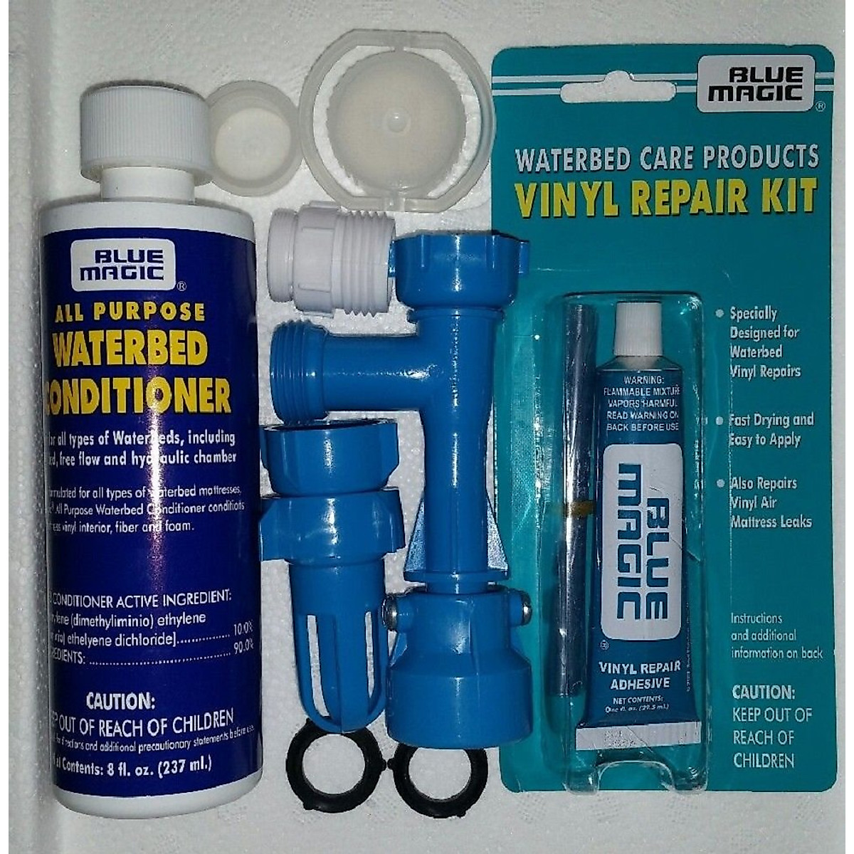 Blue Magic WATERBED Fill & Drain Patch Cap & Plug 8 OZ. Premium Conditioner KIT