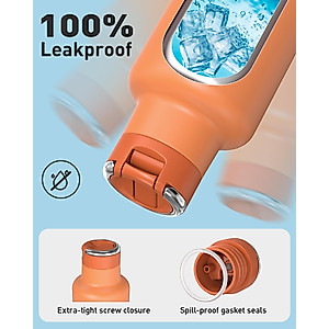 TOURIT 20oz Insulated Stainless Steel Water Bottle with Straw & Handle, Double Wall Vacuum Leakproof BPA-Free Thermos for Sports Travel, Pink