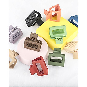 Aonwkan Hair Clips Square Hair Claw Clips - 12 Pieces 2" Matte Hair Clips for Teen Girl Gifts Thin Thick Hair Cute Stuff Nonslip Strong Grip Hair Clamps 12 Colors Jaw Clips Hair Accessories for Women