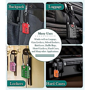 TSA Approved Luggage Locks, Travel Locks Which Also Work Great as Gym Locks, Toolbox Lock, Backpack and More, Black 4 Pack