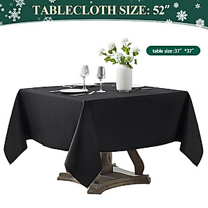 Aocoz Square Tablecloth 52 x 52 Inch Black Tablecloths Stain-Wrinkle Resistant Washable Polyester Table Cloths for Holiday, Buffet Parties,and Wedding