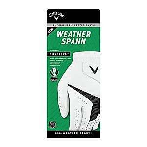 Callaway Golf Women's Weather Spann Premium Synthetic Golf Glove  (White, Single, Small, New Model , Standard, Worn on Left Hand)