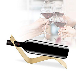 Jauarta Wine Rack Unique S Shaped Wine Storage Rack, Stainless Steel Metal Red Wine Storage Holder, Wine Shelf Stand for Bar Counter Decoration(Gold)