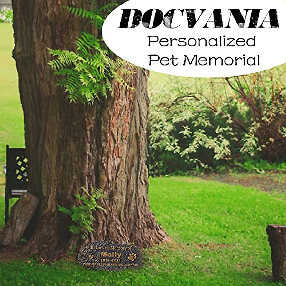 Docvania Pet Memorial Stone Plaque Pet Headstone,Customize Indoor/Outdoor Garden Plaque Grave Markers with Pet Name,Personalized Cat Dog Memorial Plaques,Loss of Pet Sympathy Gift-Acrylic Material