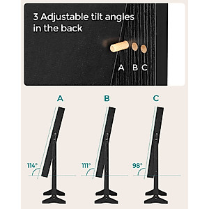 SONGMICS Jewelry Cabinet Armoire, Freestanding Lockable Storage Organizer Unit with 2 Plastic Cosmetic Storage, Full-Length Frameless Mirror, for Necklace Earring, Black UJJC002B01