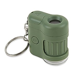 Carson MicroMini 20x LED Lighted Pocket Microscope with Built-in UV and LED Flashlight - Green, Large & MicroBrite Plus 60x-120x LED Lighted Pocket Microscope