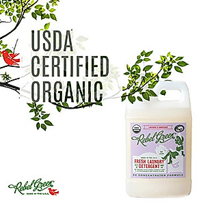 Rebel Green USDA Organic HE Liquid Fresh Laundry Detergent - Natural & Hypoallergenic Laundry Soap, Lavender and Grapefruit - 64 Loads