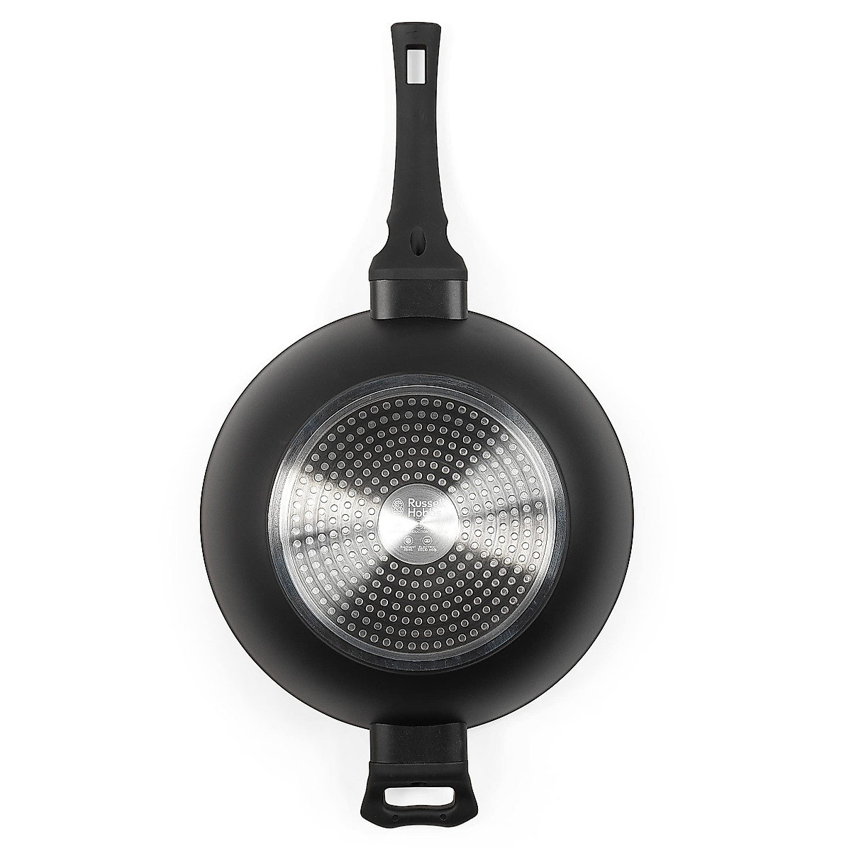 Russell Hobbs RH01860EU7 28 cm Wok - with Glass Lid, Non-Stick Tall Design Induction Pan, Metal Utensil Safe, Use Little to No Oil, Easy-Clean, High Endurance Surface, Crystaltech Graphite Collection