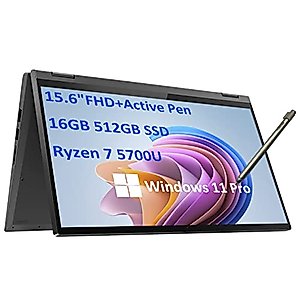 Lenovo IdeaPad Flex 5 15.6" 2-in-1 Touchscreen (AMD 8-Core Ryzen 7 5700U, 16GB RAM, 512GB PCIe SSD, Webcam, Active Stylus), FHD Convertible Laptop, Backlit, Fingerprint , IST Pen, Windows 11 Pro
