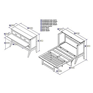 AFI, Northampton Murphy Bed Desk with Premium 6 Inch Folding Memory Foam Mattress and Built-in Charger, Full Size, Walnut