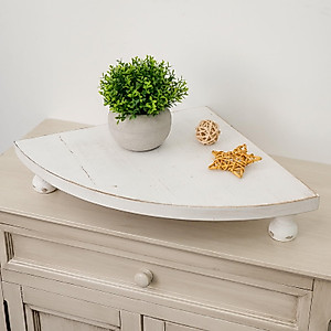 Corner Counter Wood Shelf, Rustic Pedestal Stand, Farmhouse Corner Shelves Stand, Tray Riser for Coffee Bar, Bathroom Countertop Organizer Corner, Centerpiece Display Riser for Kitchen, Bathroom