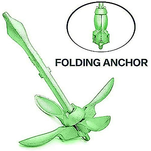 XIALUO Marine Green Kayak Anchor Kits 7 lb Folding Anchor Accessories with 50 ft Rope for Fishing Kayaks, Canoe, Jet Ski, SUP Paddle Board and Small Boats